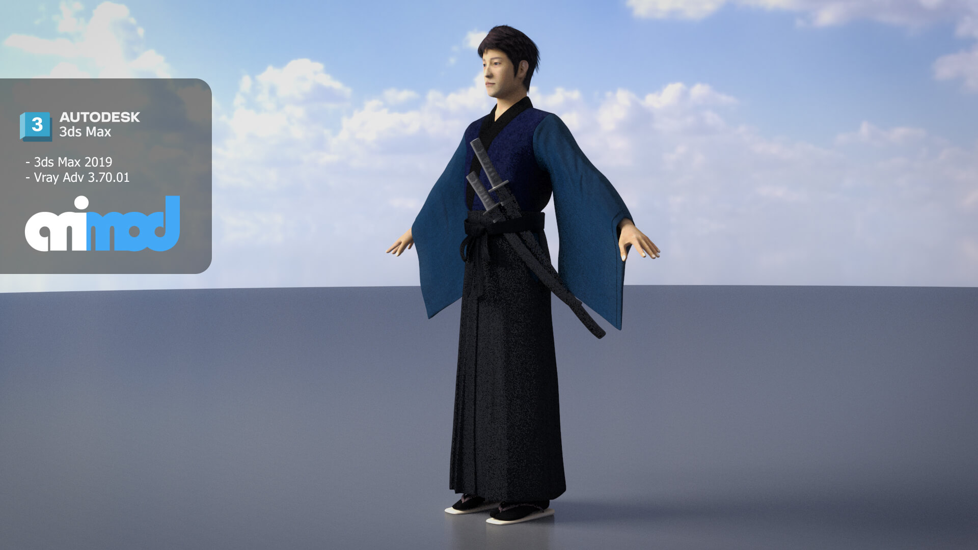 Japanese Samurai 02 - 3D Model by animod