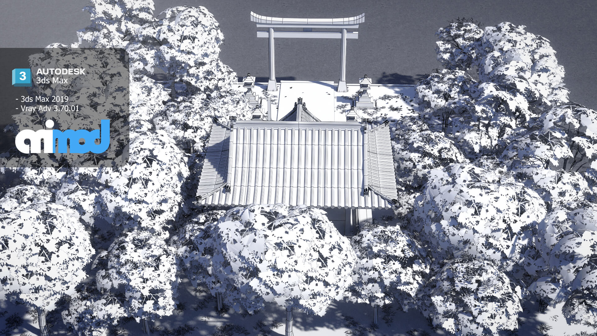Japanese Shrine Temple 0001 - 3D Model by animod