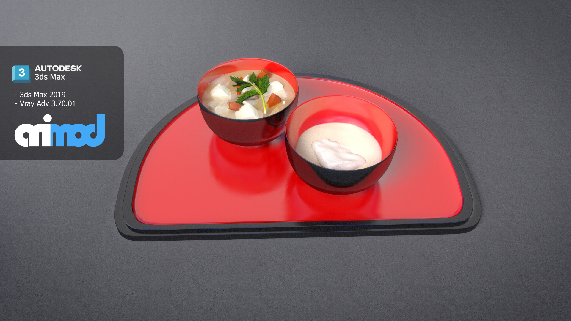 Japanese Soup on Tray - 3D Model by animod
