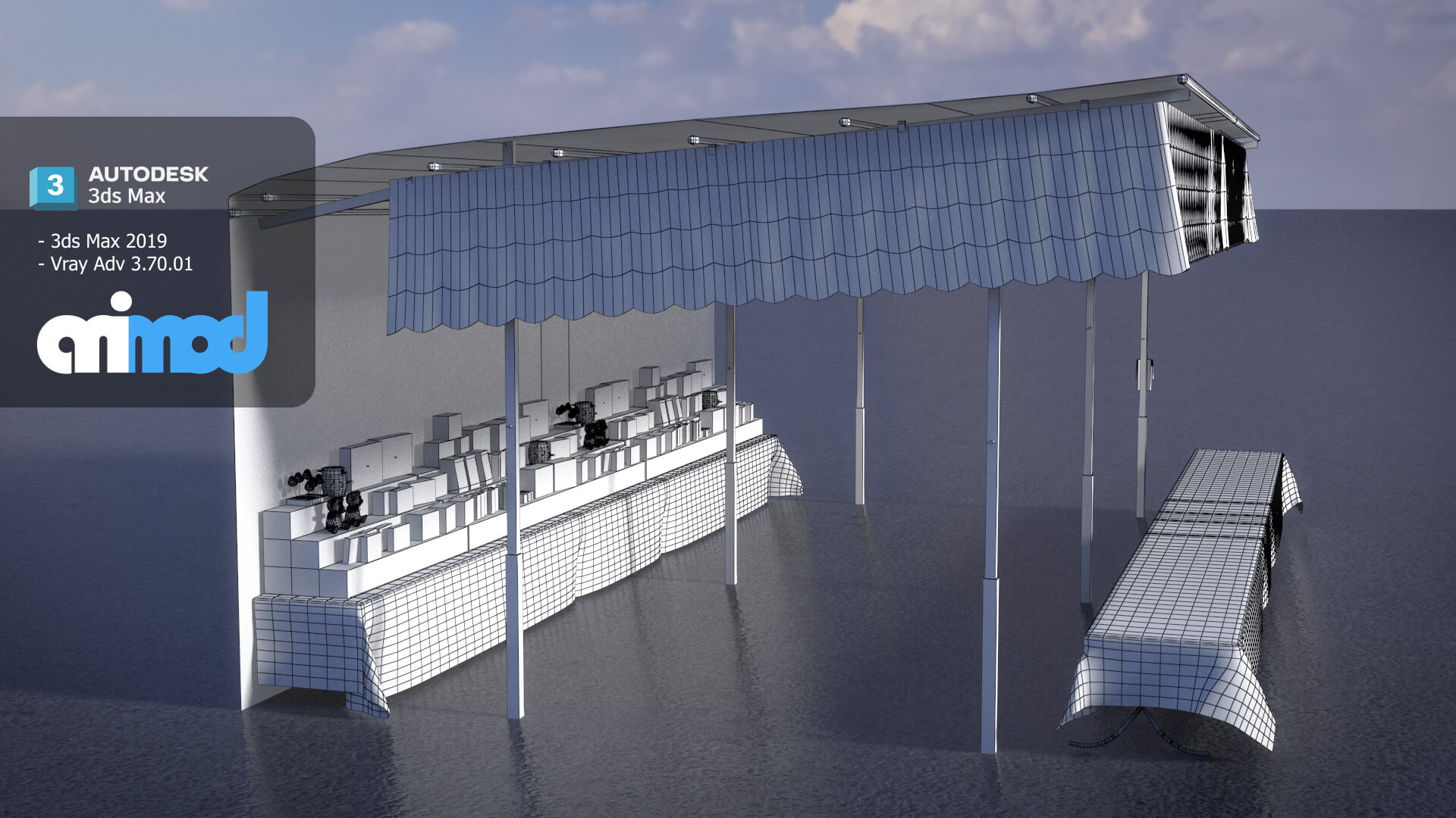 Japanese Street Stall 0008 Shateki Gunshooting - 3D Model by animod