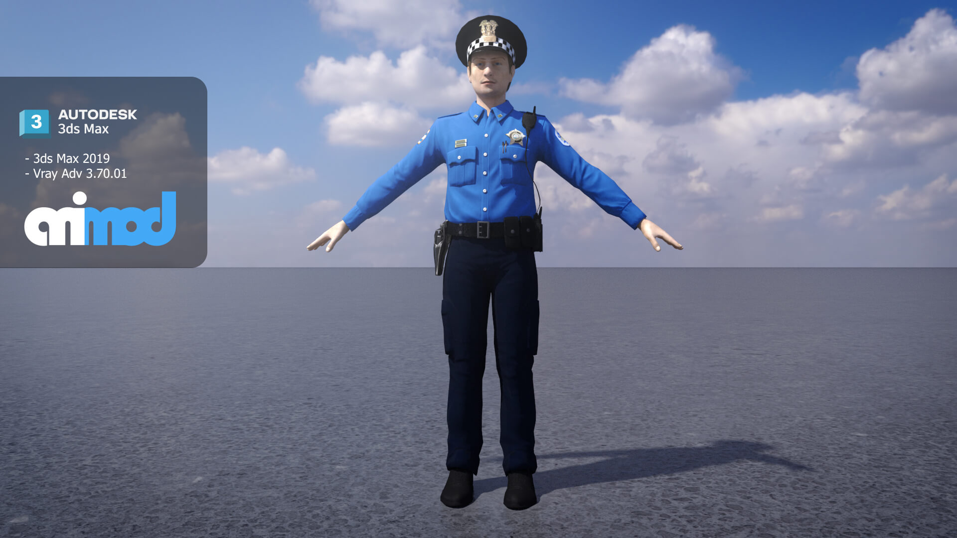Police Officer 0073 - 3D Model by animod