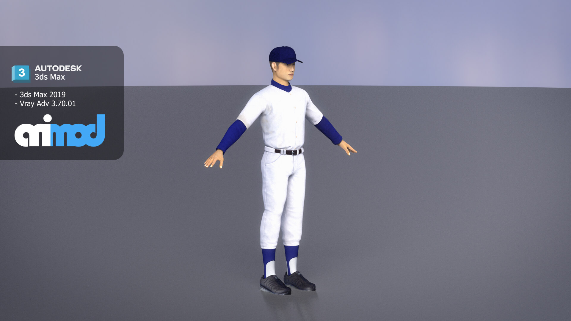 School Baseball Player 0001 - 3D Model by animod