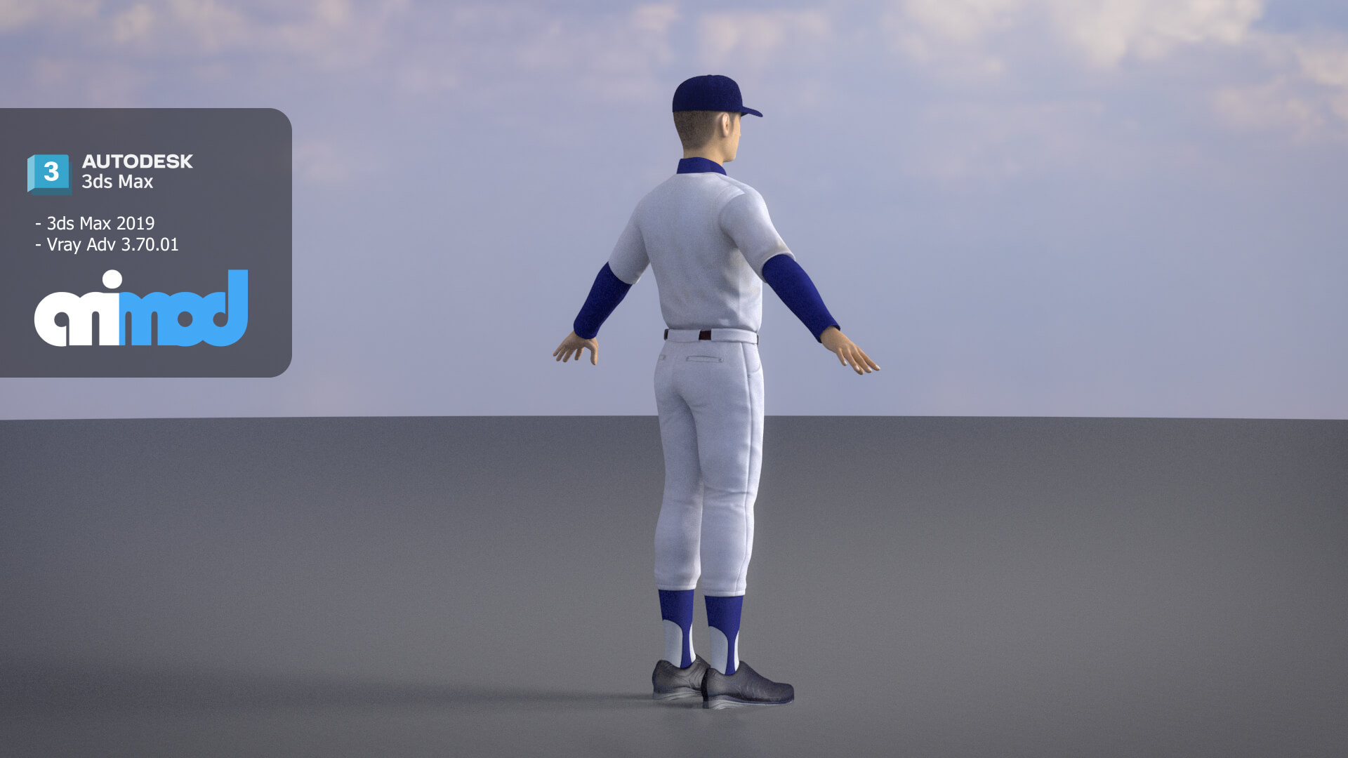 School Baseball Player 0001 - 3D Model by animod
