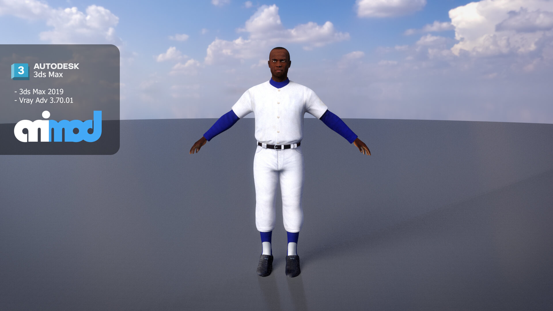 School Baseball Player 0002 - 3D Model by animod
