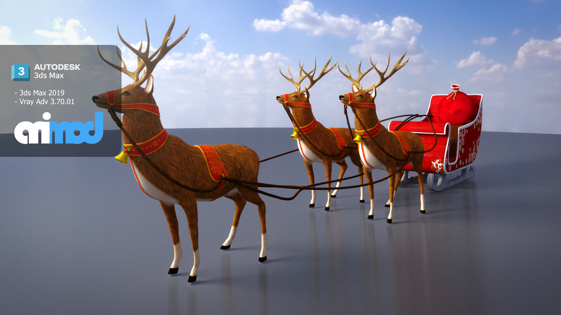 Sleigh Santa Claus - 3D Model by animod