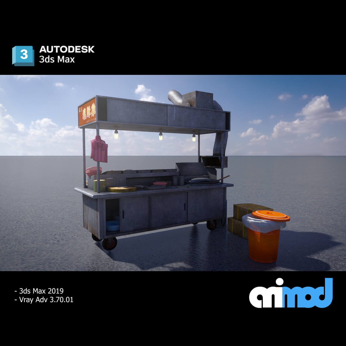 Spicy Fried Chicken Vendor - 3D Model by animod