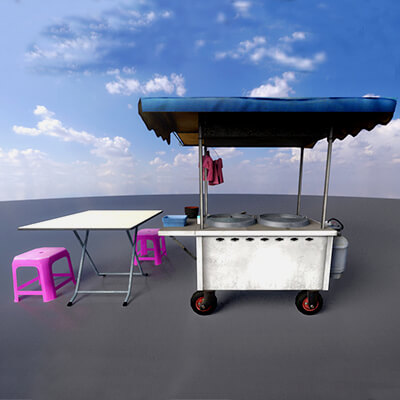 Street Vendor Noodles and Meat Ball Soup - 3D Model by animod