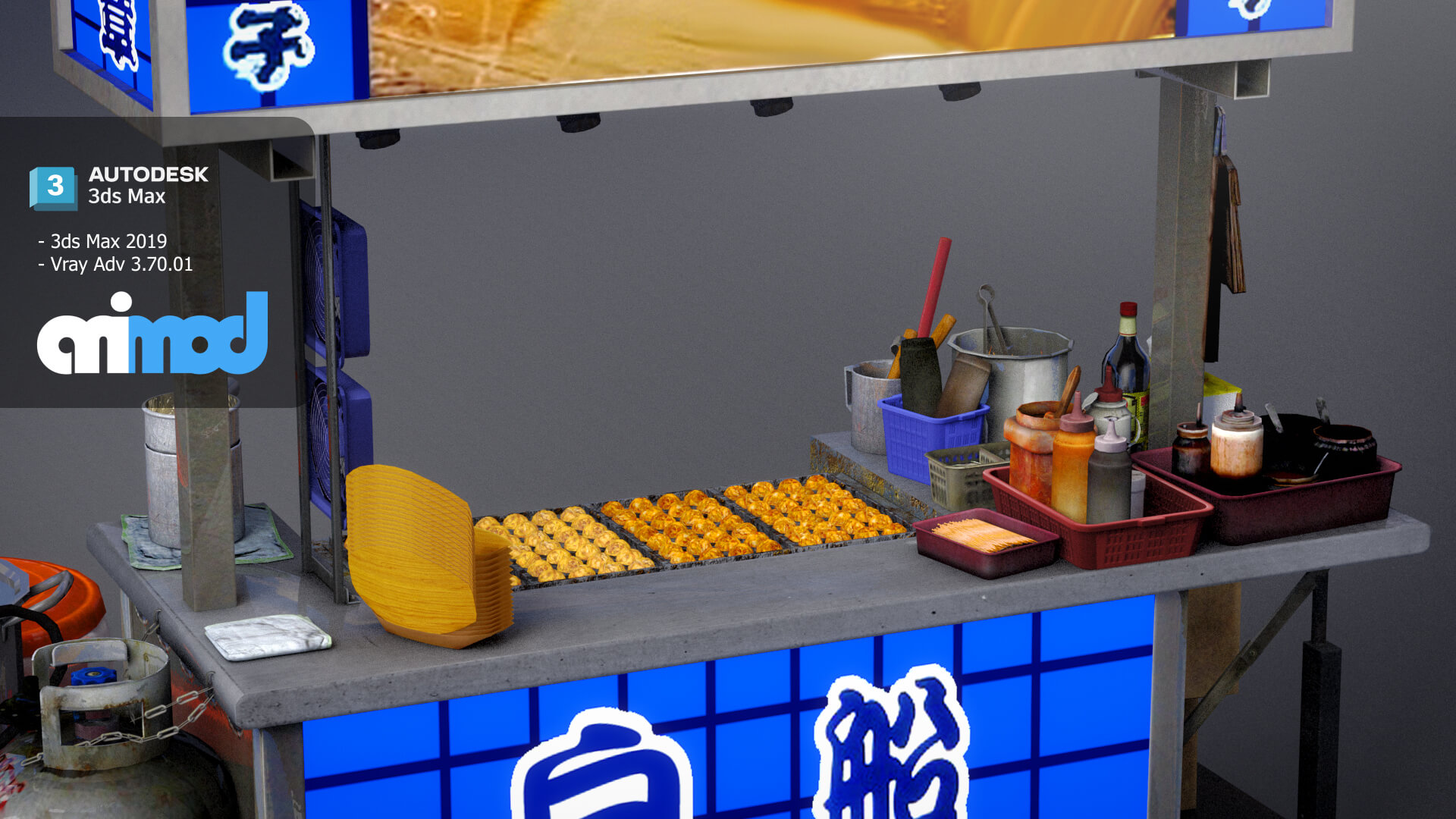 Street Vendor Octopus Balls - 3D Model by animod
