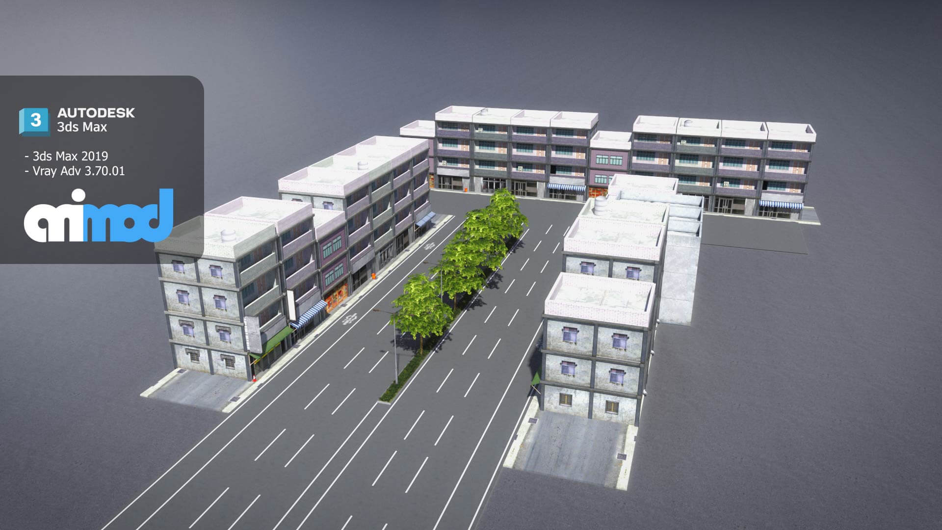 Suburbs Street 002 - 3D Model by animod