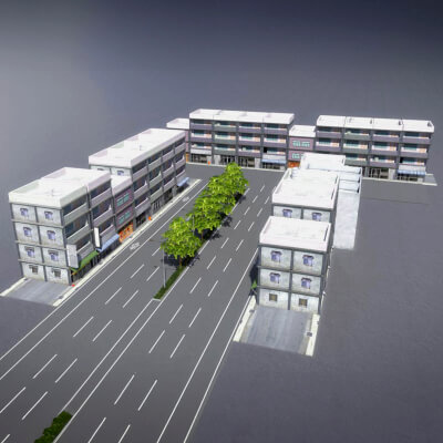 Suburbs Street 002 - 3D Model by animod