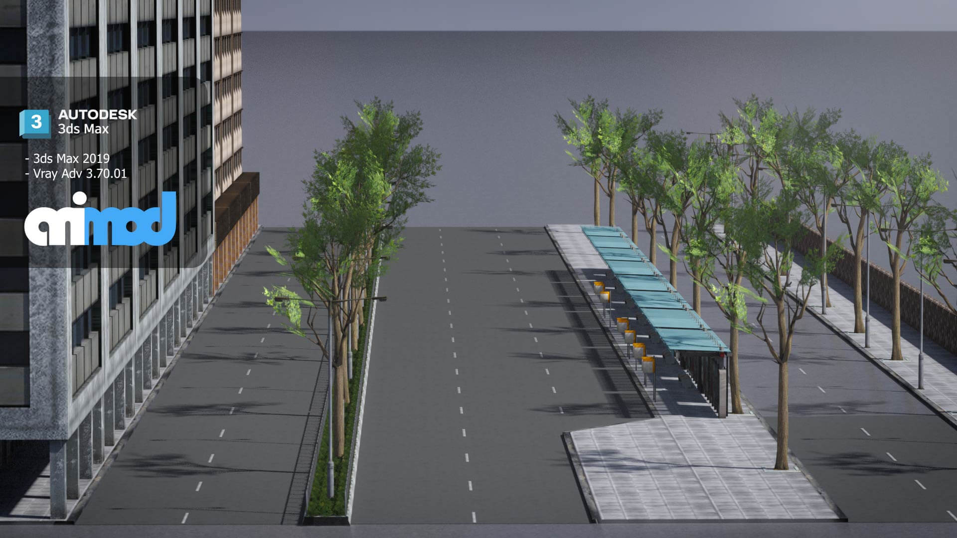 Tw Street Bus Stop - 3D Model by animod