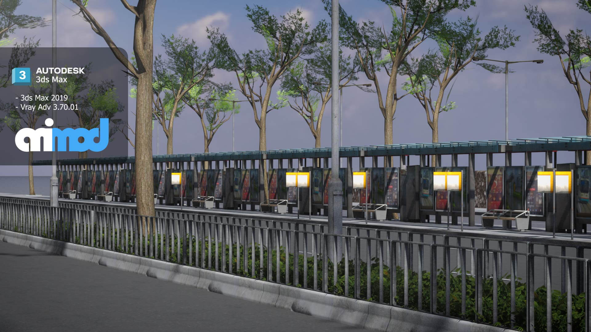 Tw Street Bus Stop - 3D Model by animod