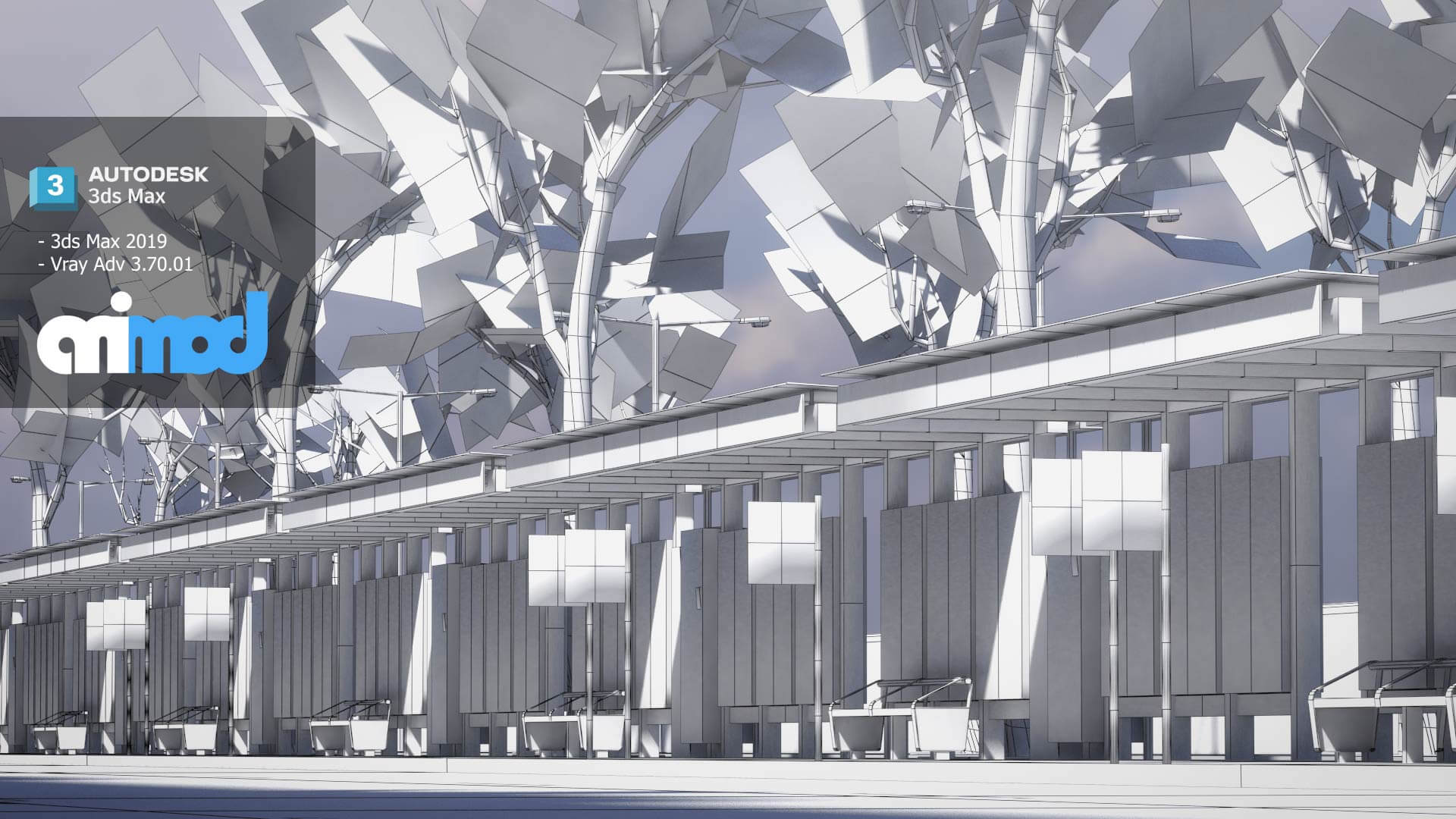 Tw Street Bus Stop - 3D Model by animod