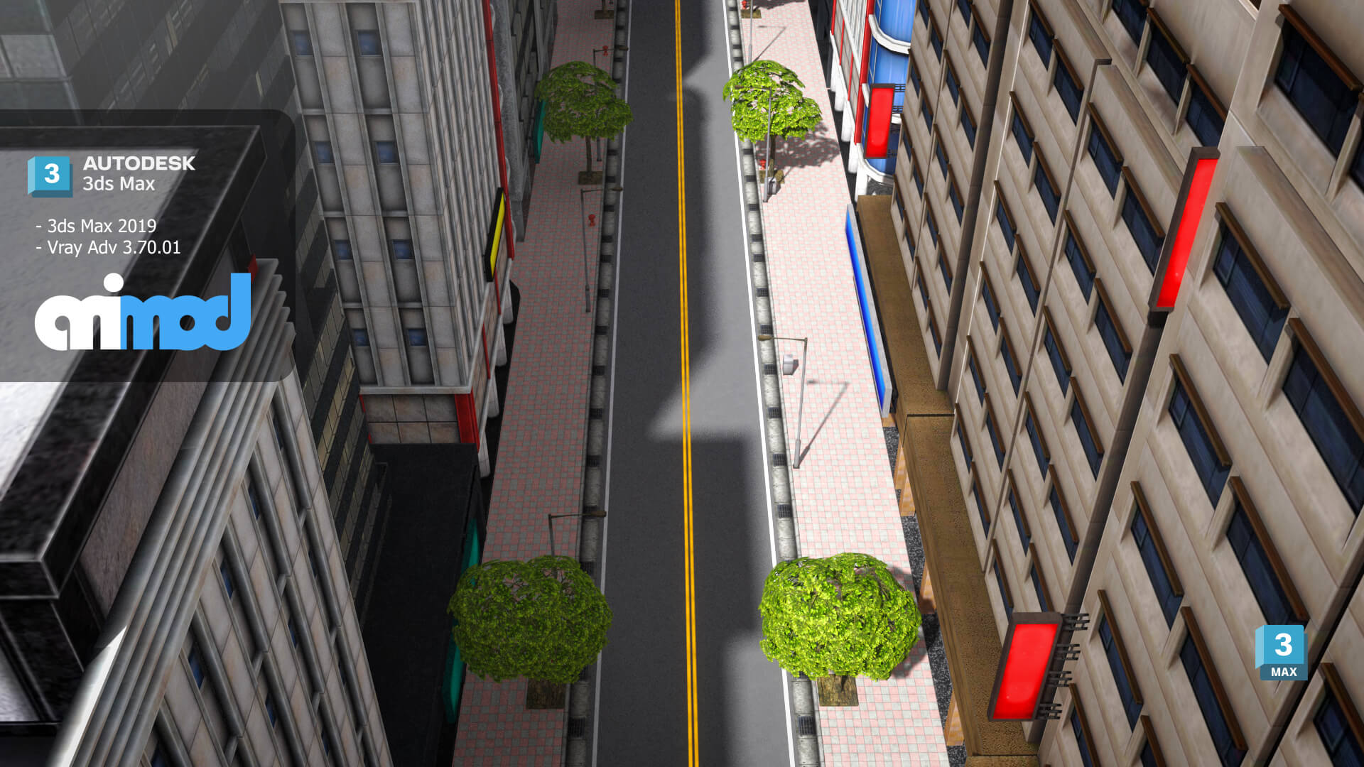 Tw Street Dual Lanes 02 - 3D Model by animod