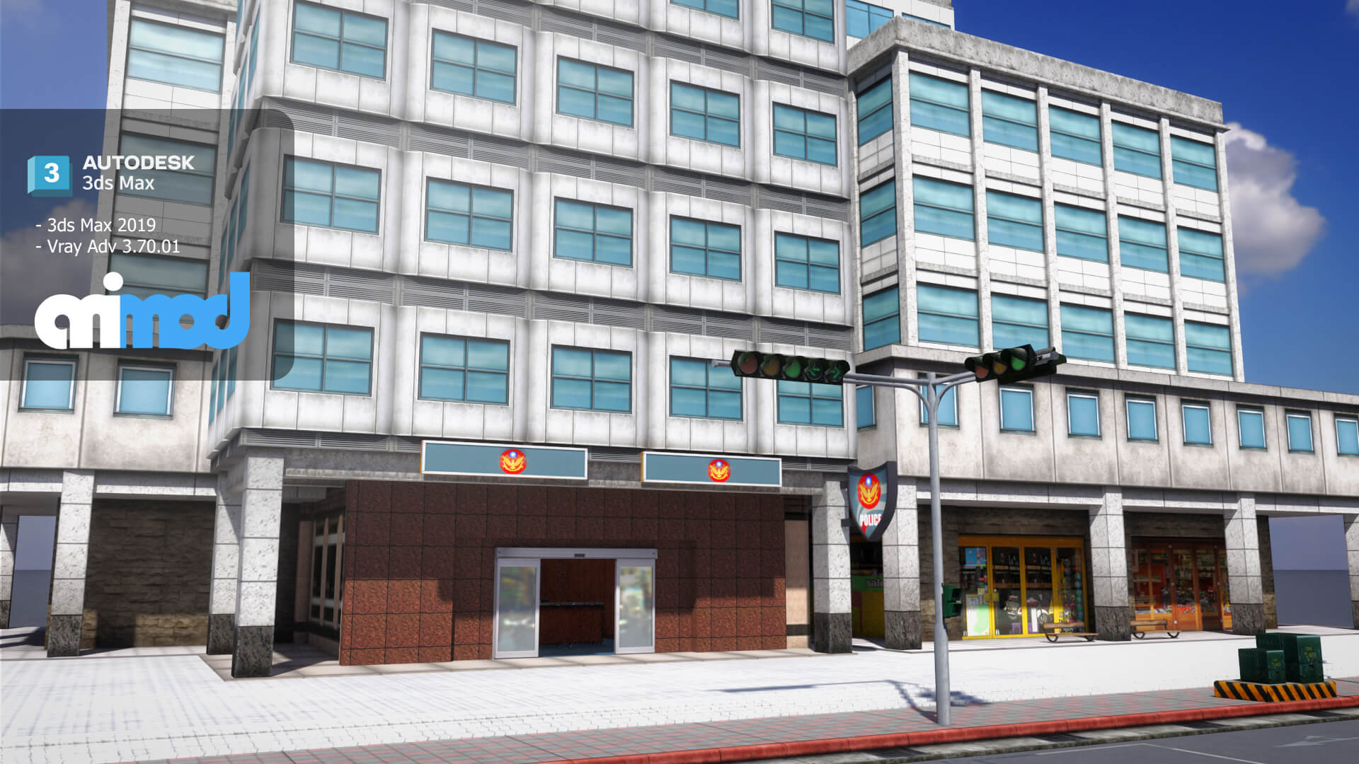 Tw Street Police Station 03 - 3D Model by animod