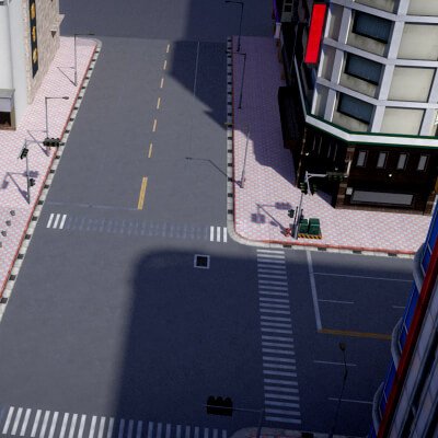 Tw Street T Intersection 01 - 3D Model by animod
