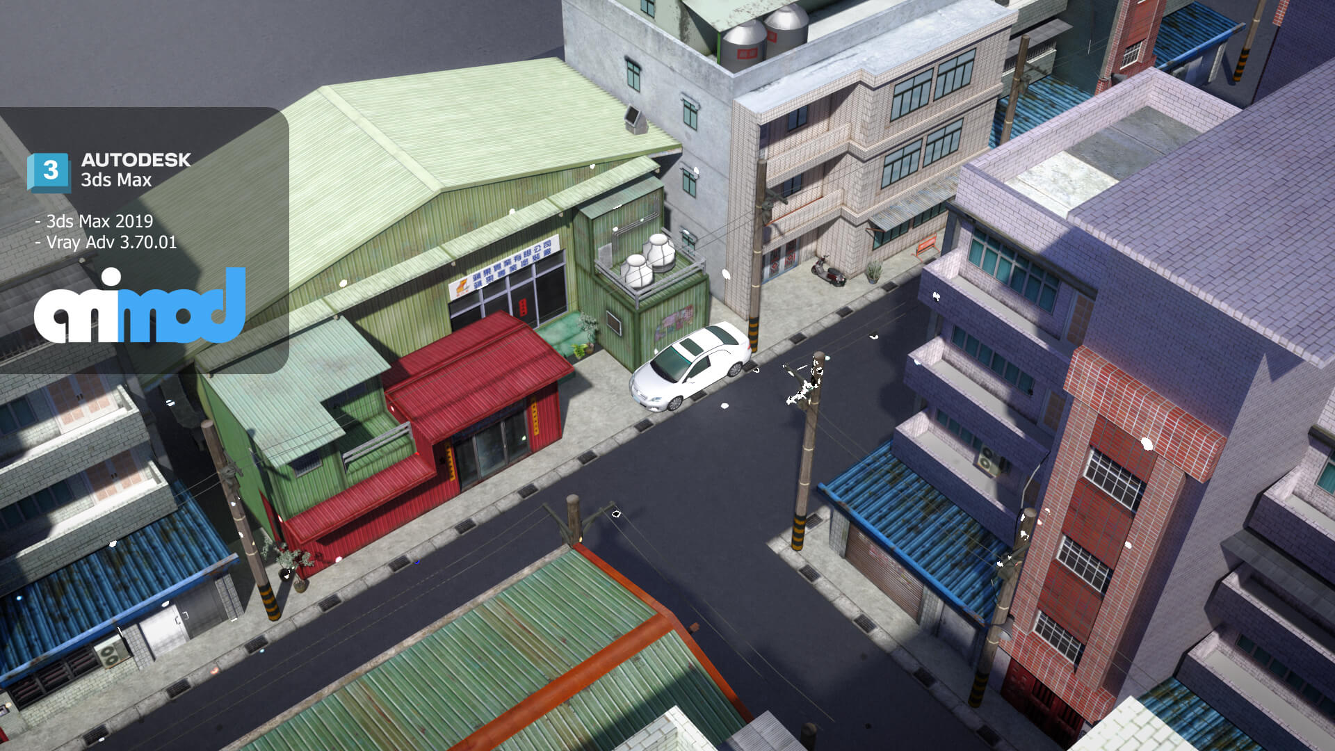 Tw Street T Intersection 02 - 3D Model by animod