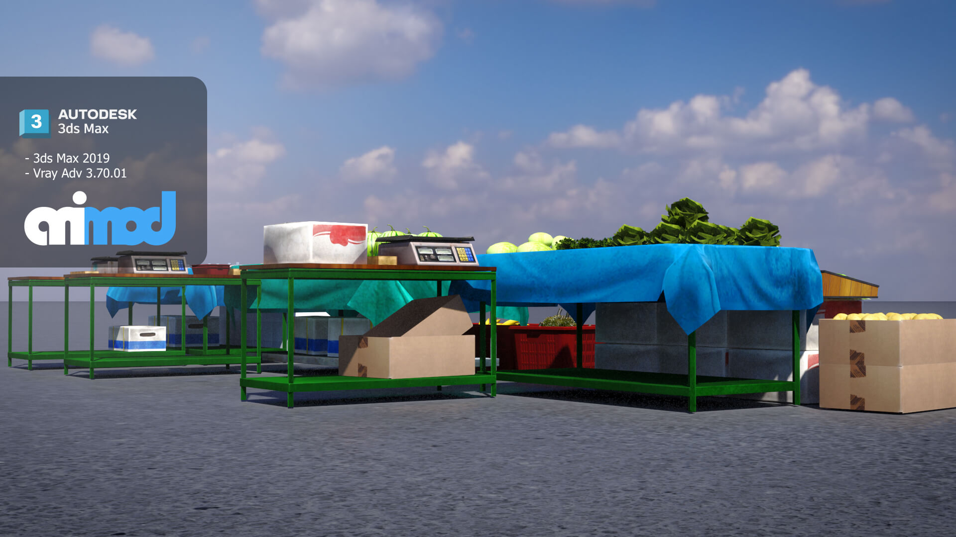 Vegetable Stand Market - 3D Model by animod