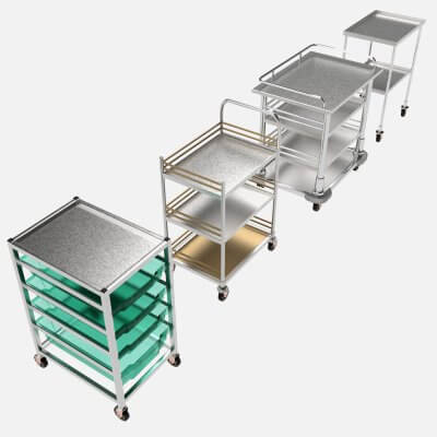 Service Cart Trolley (Pack of 4) - 3D Model by Ankit Paul Ekka