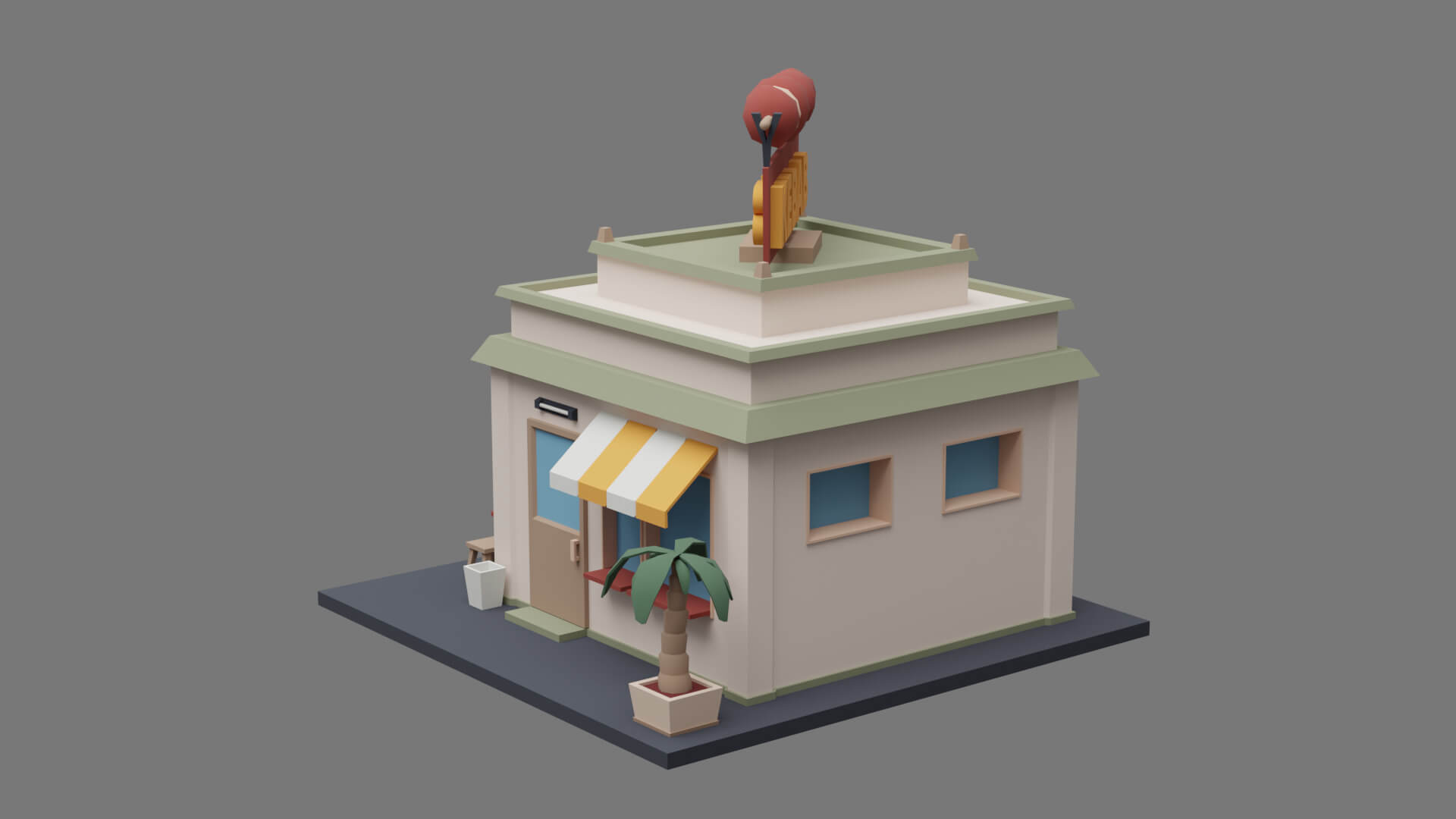 Low Poly Kebab Cafe - 3D Model by annalev