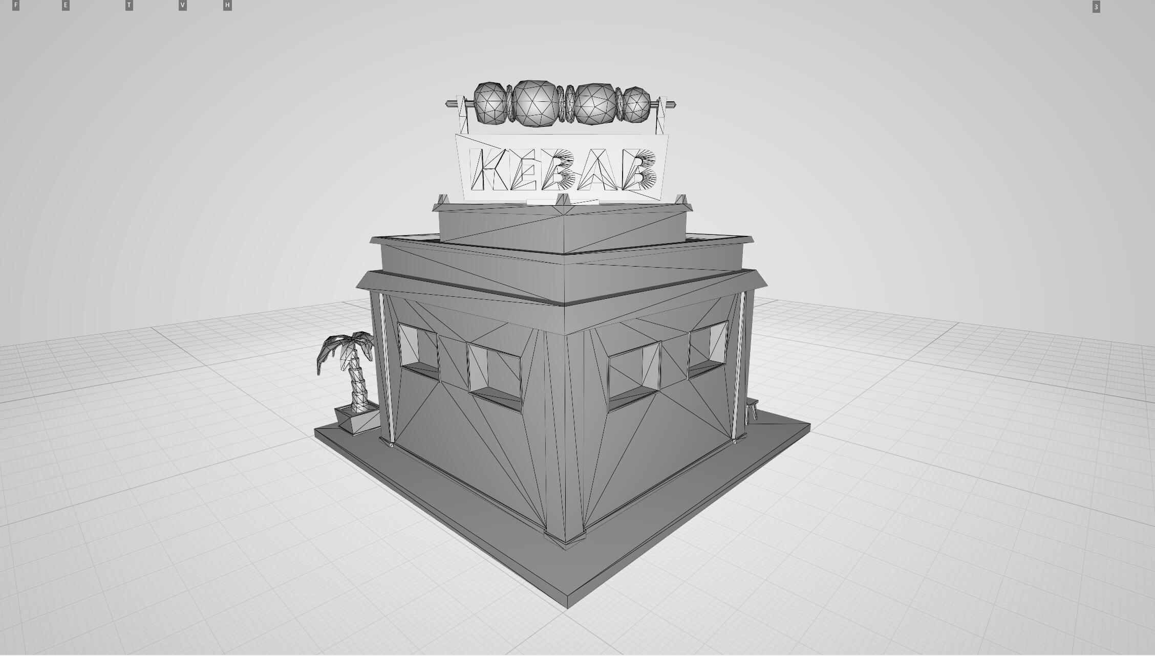 Low Poly Kebab Cafe - 3D Model by annalev