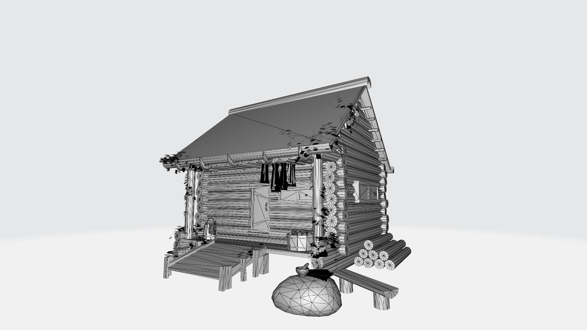 Log Cabin - Slavic Hut 3D Model by annalev