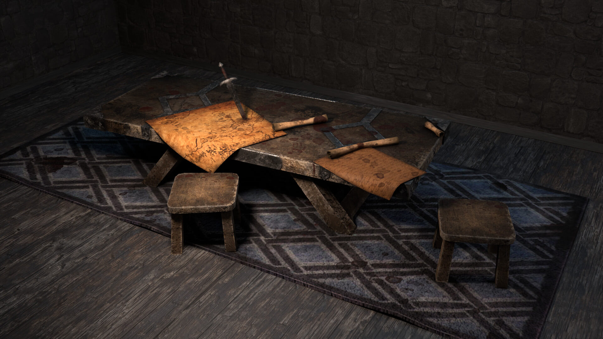 Medieval Table - 3D Model by annalev