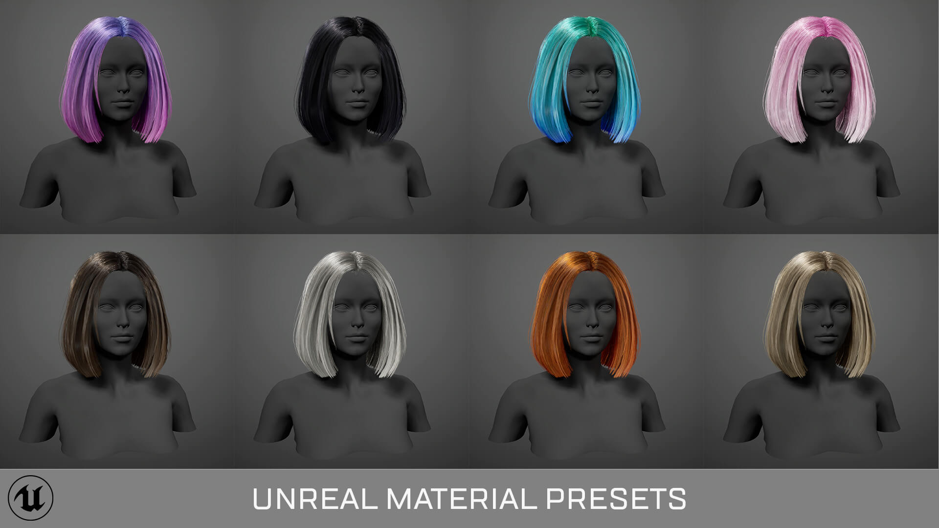 Real-Time Hair Cards - Long Bob Straight Hairstyle 3D Model by annalev