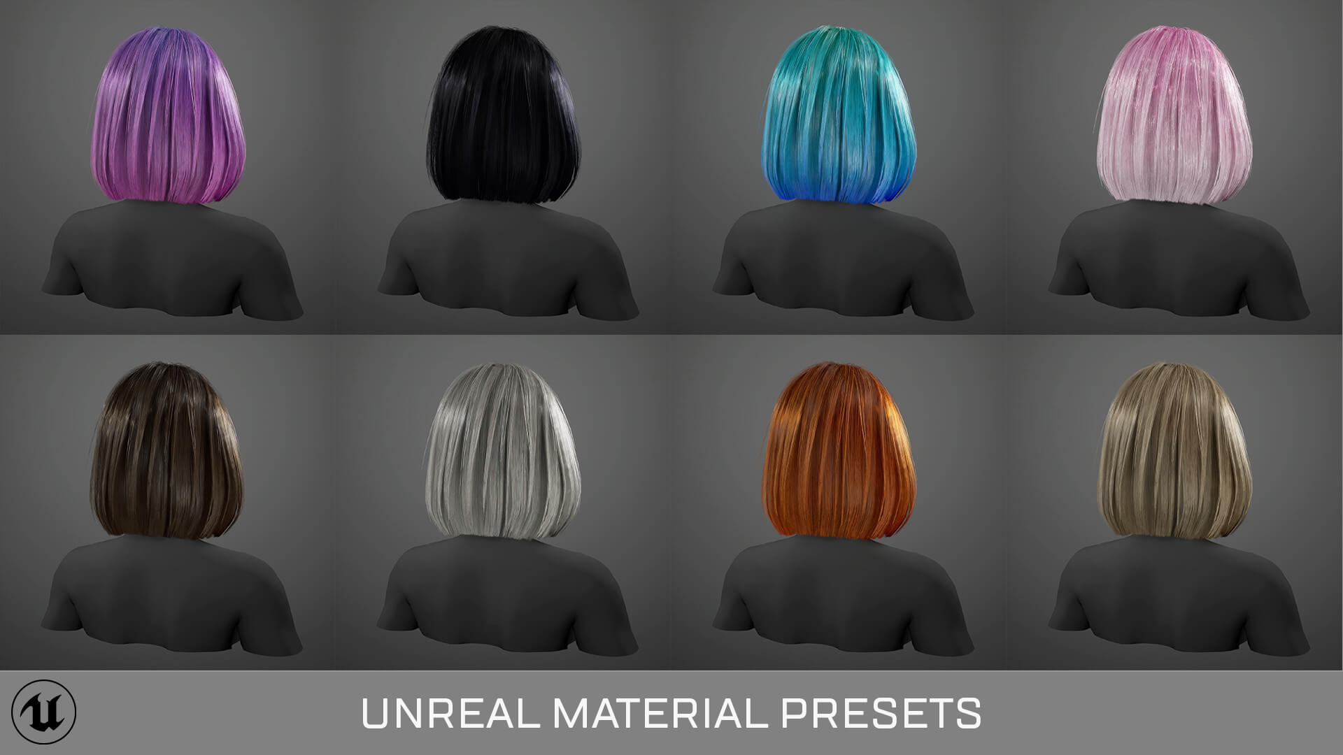 Real-Time Hair Cards - Long Bob Straight Hairstyle 3D Model by annalev