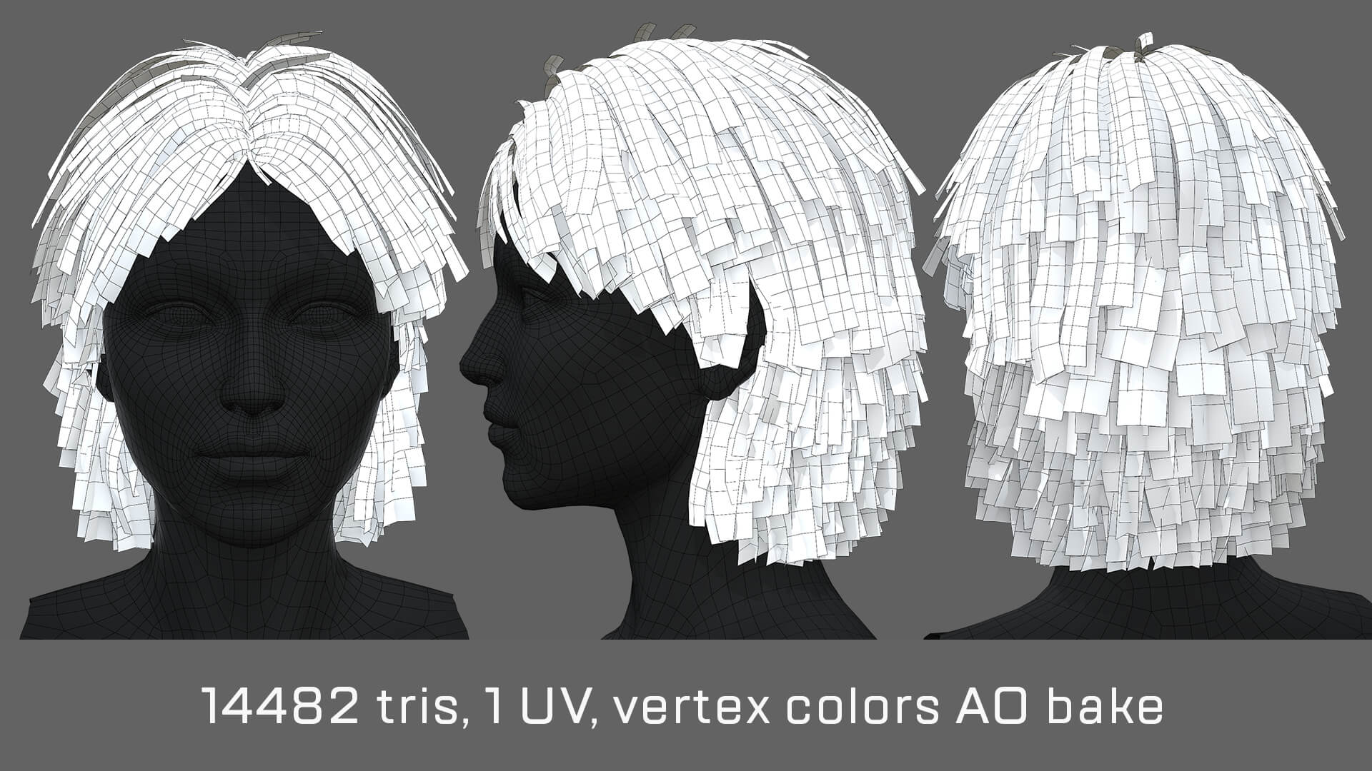 Real-Time Hair Cards - Short Shag Hairstyle 3D Model by annalev