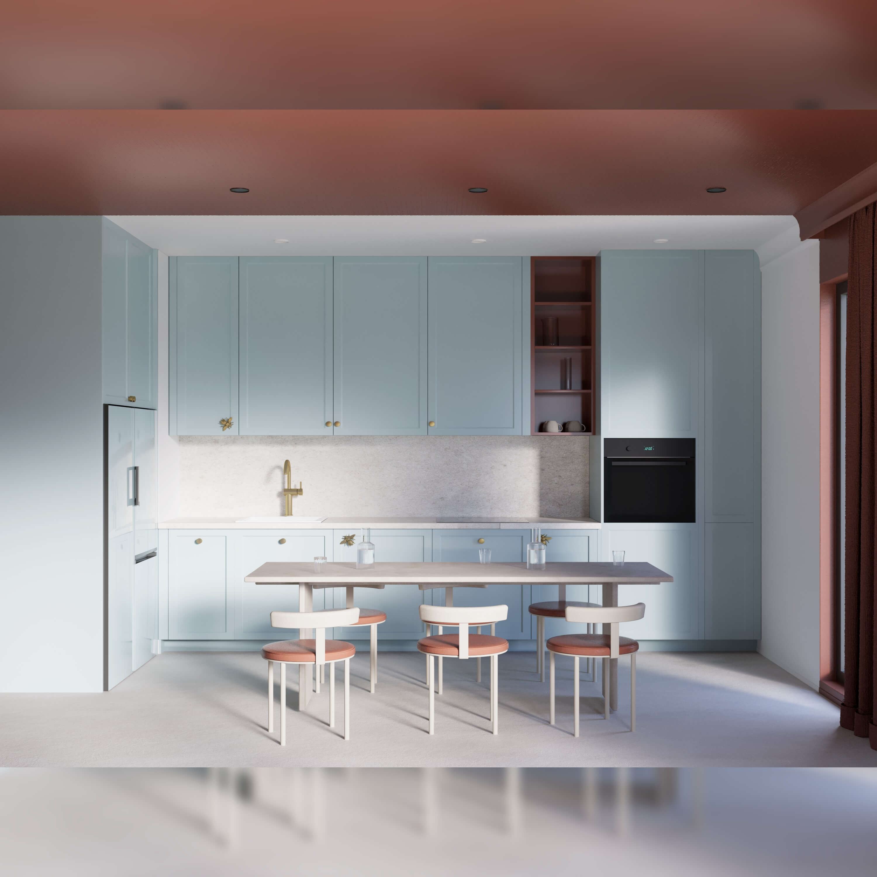 Living Room With Kitchen No Texture - 3D Model by annaoshedchenko