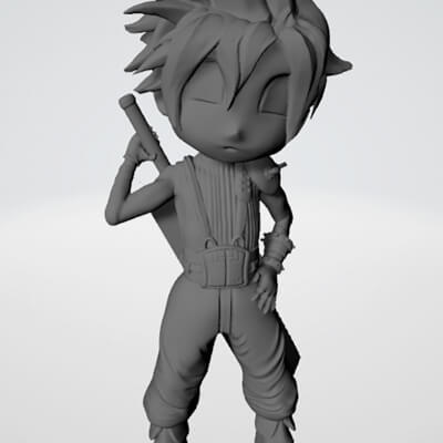 Cloud Strife Chibi - 3D Model by annwilde88