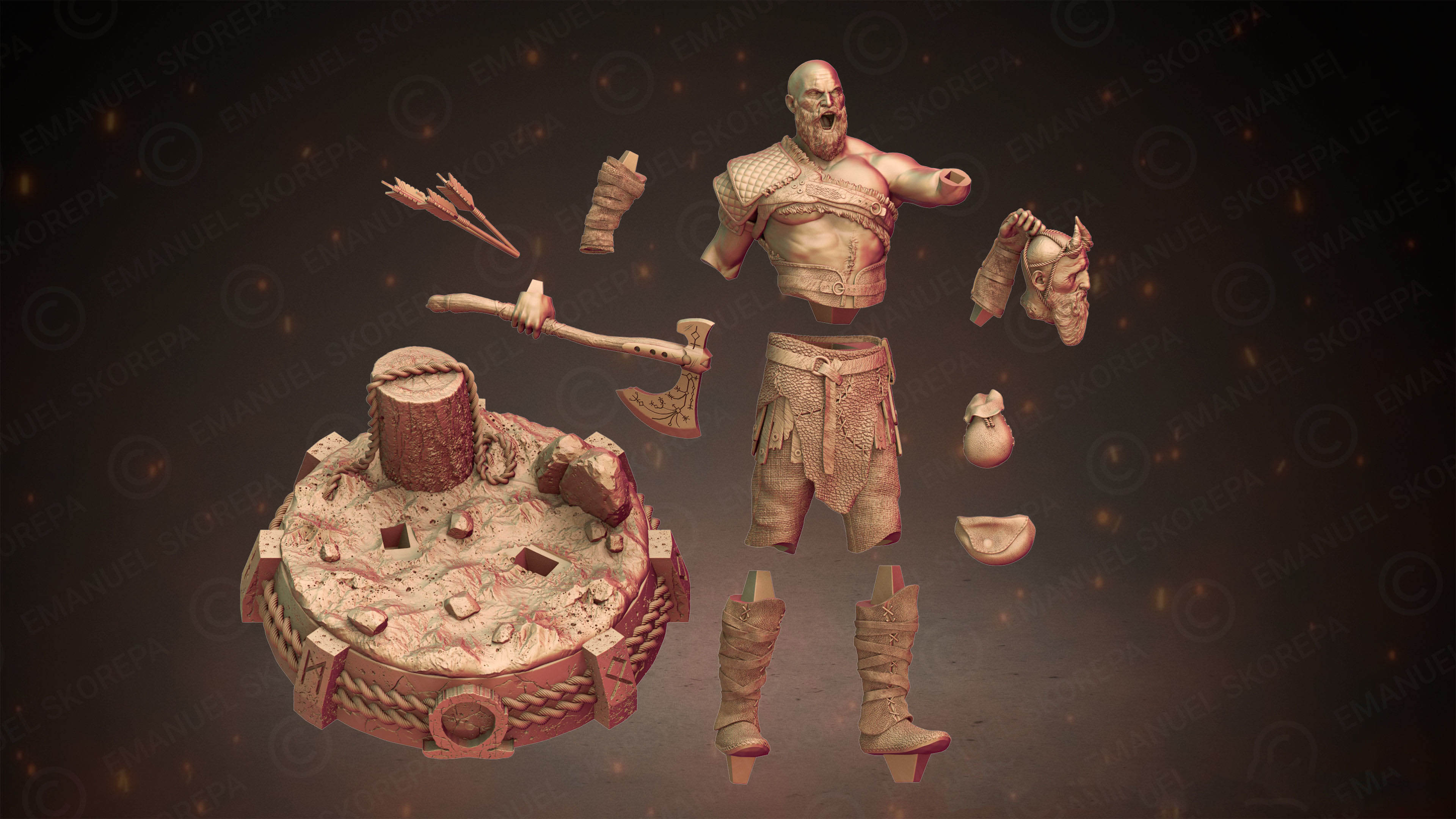 Kratos - God of War 3D Model by annwilde88