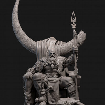 Kratos on Throne - 3D Model by annwilde88