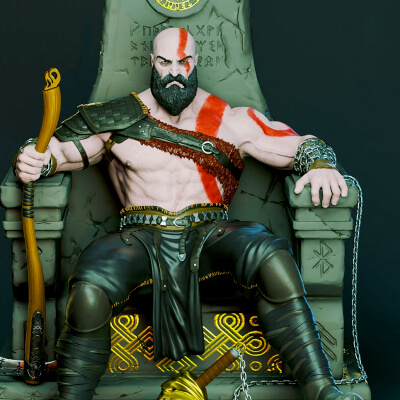 Kratos on Throne - 3D Model by annwilde88