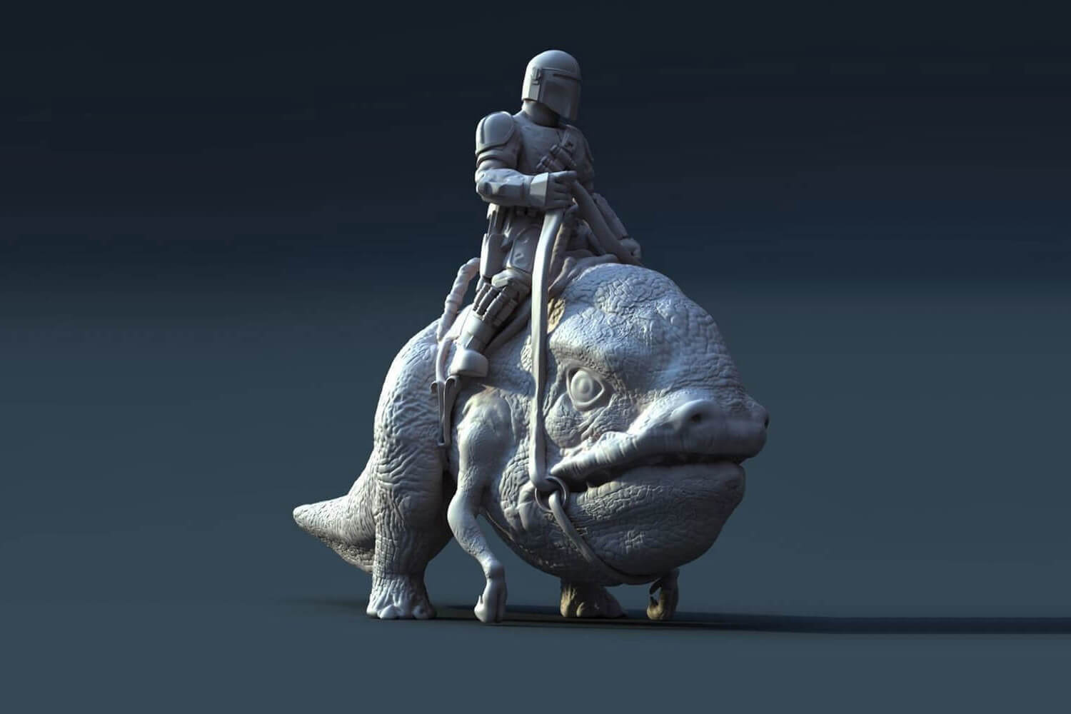 Mando Riding a Blurrg - 3D Model by annwilde88