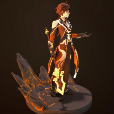 Zhongli Genshin - 3D Model by annwilde88