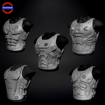 Sci-Fi Armor Torso Kitbash V2 Pack of 5 by anshu3dartist