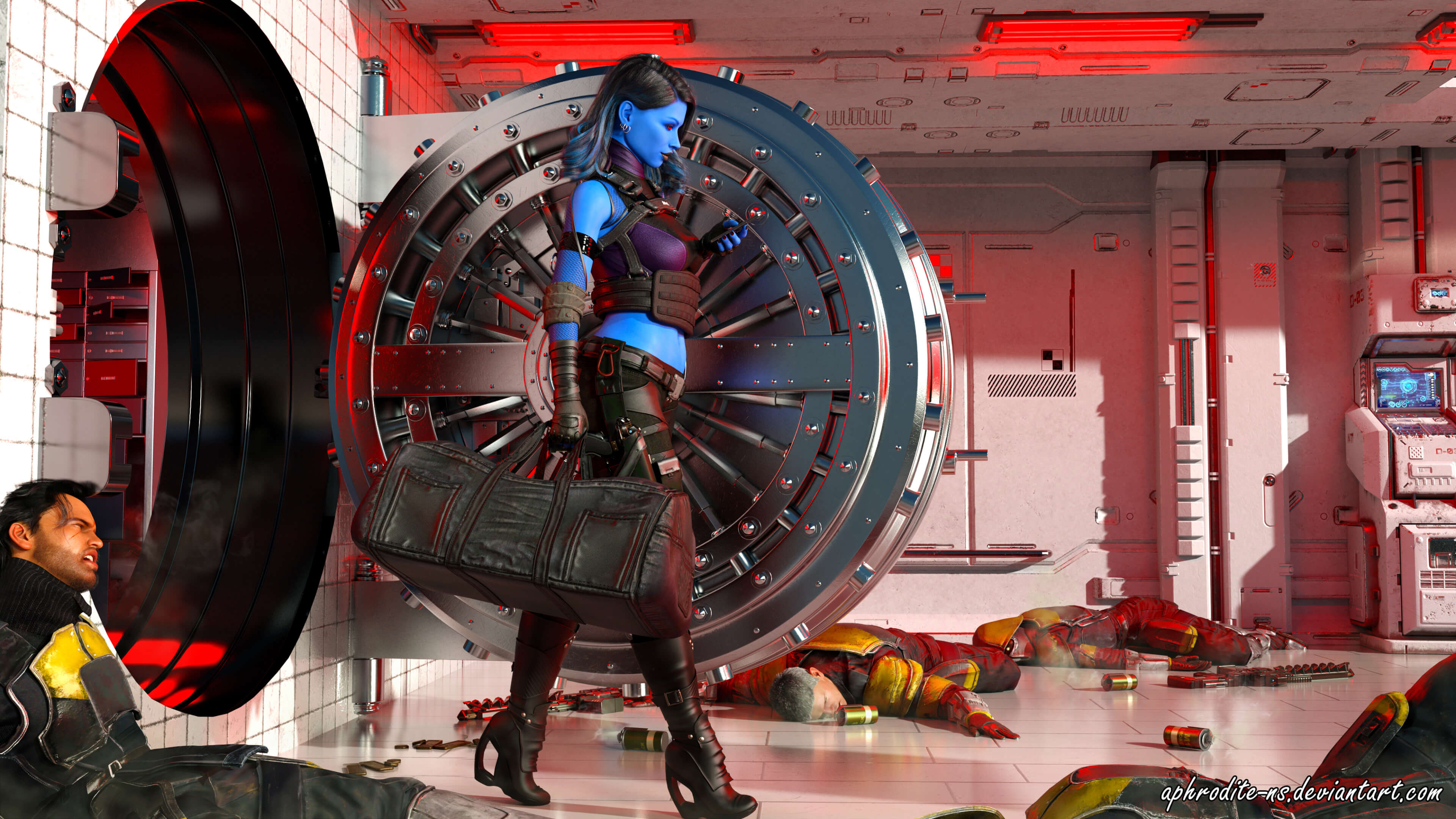 OC - Naiah Indarel - Heist 3D Render, Digital Art by aphroditens