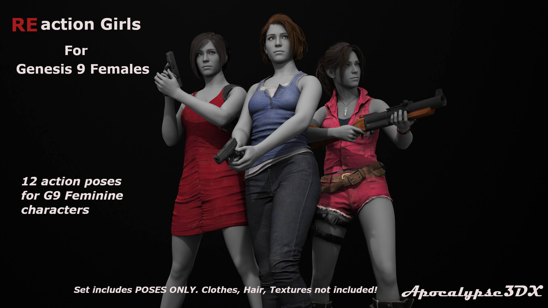 Reaction Girls for Genesis 9 - Daz Content by Apocalypse3DX