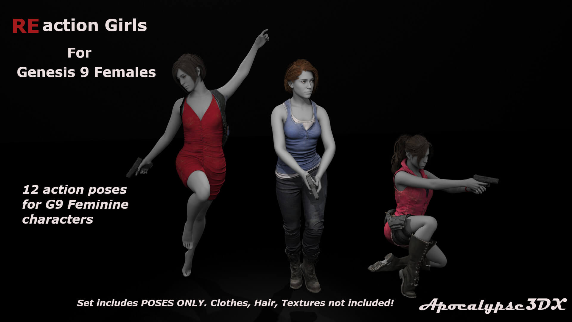 Reaction Girls for Genesis 9 - Daz Content by Apocalypse3DX