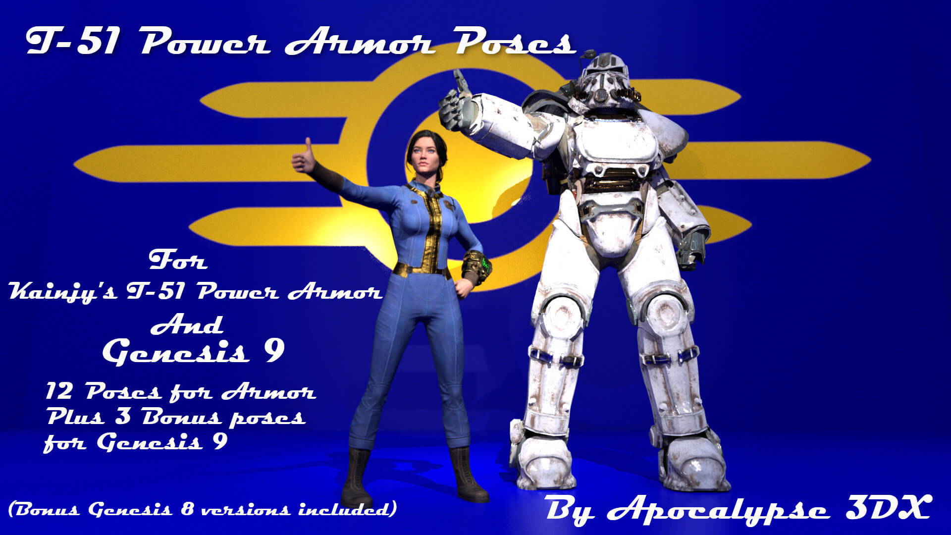 T-51 Power Armor Poses for Kainjy's Power Armor and G9 Daz Content by Apocalypse3DX