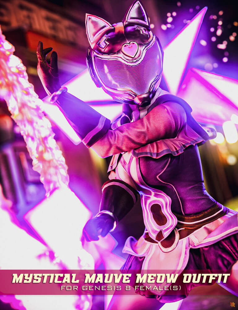 Mystical Mauve Meow Outfit for G8F - Daz Content by Appeal 2 Audacity