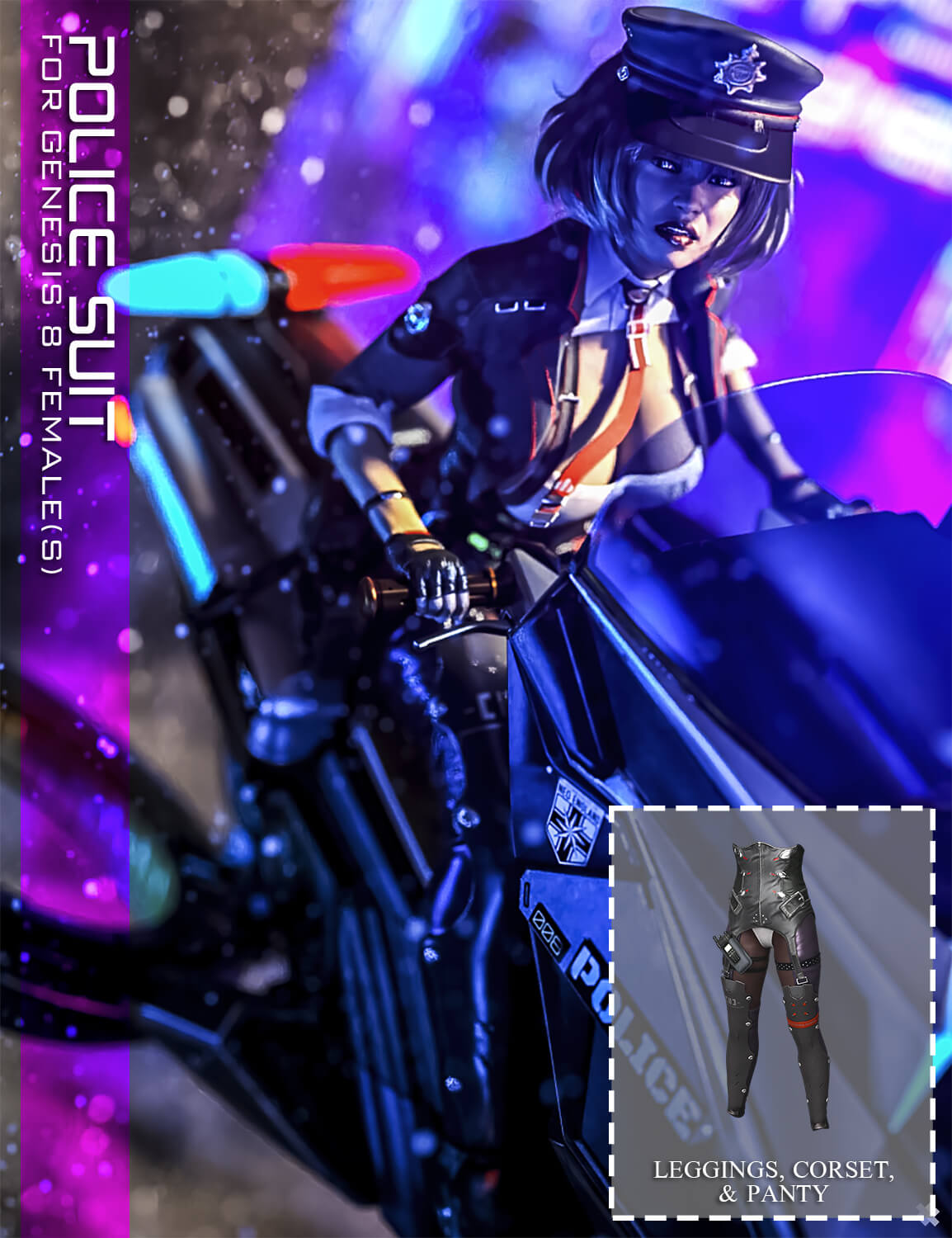 Police Suit (Legging, Corset, & Panty) for G8F - Daz Content by Appeal ...