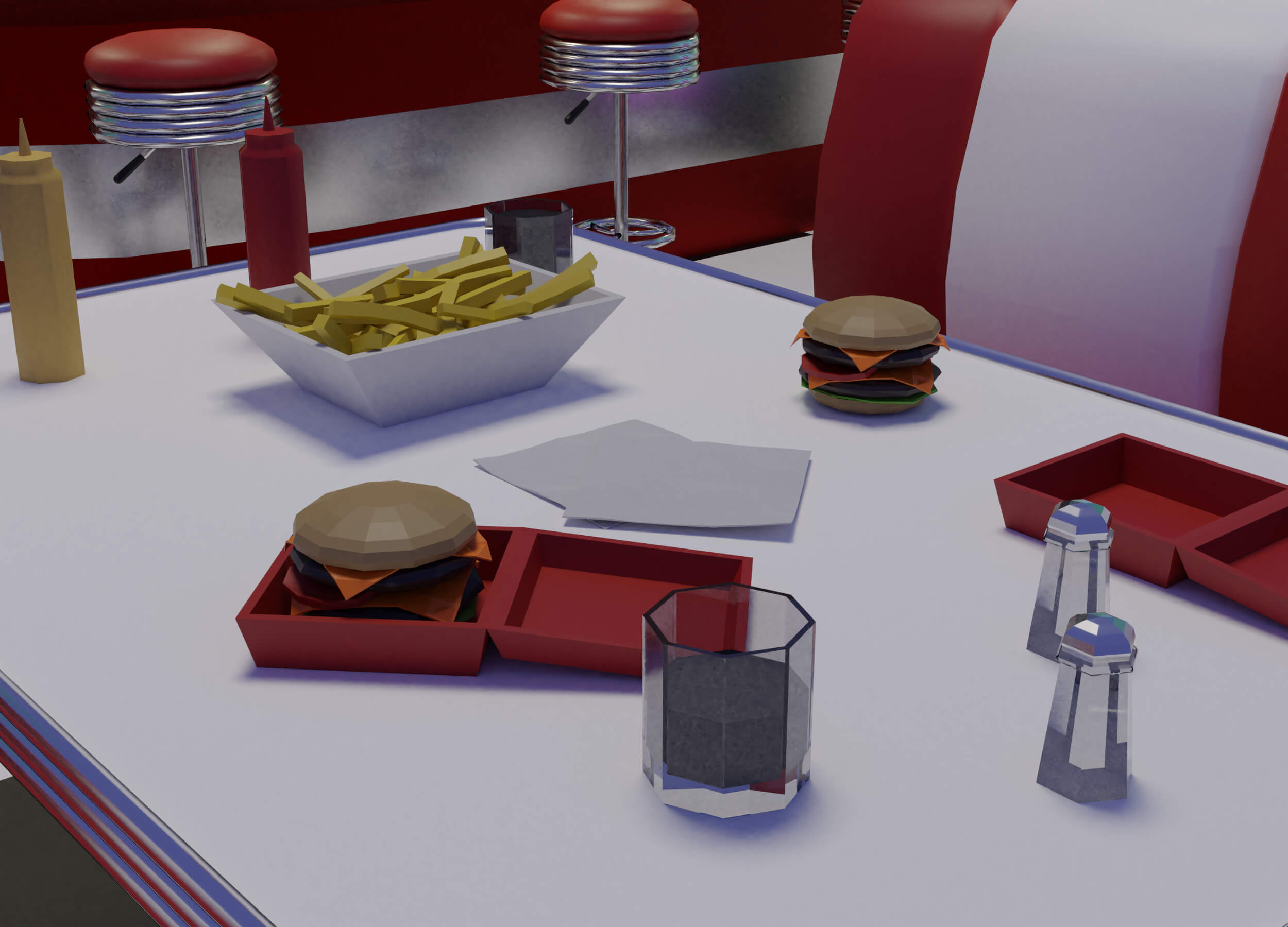 American Diner Interior - 3D Model by ApprenticeRaccoon