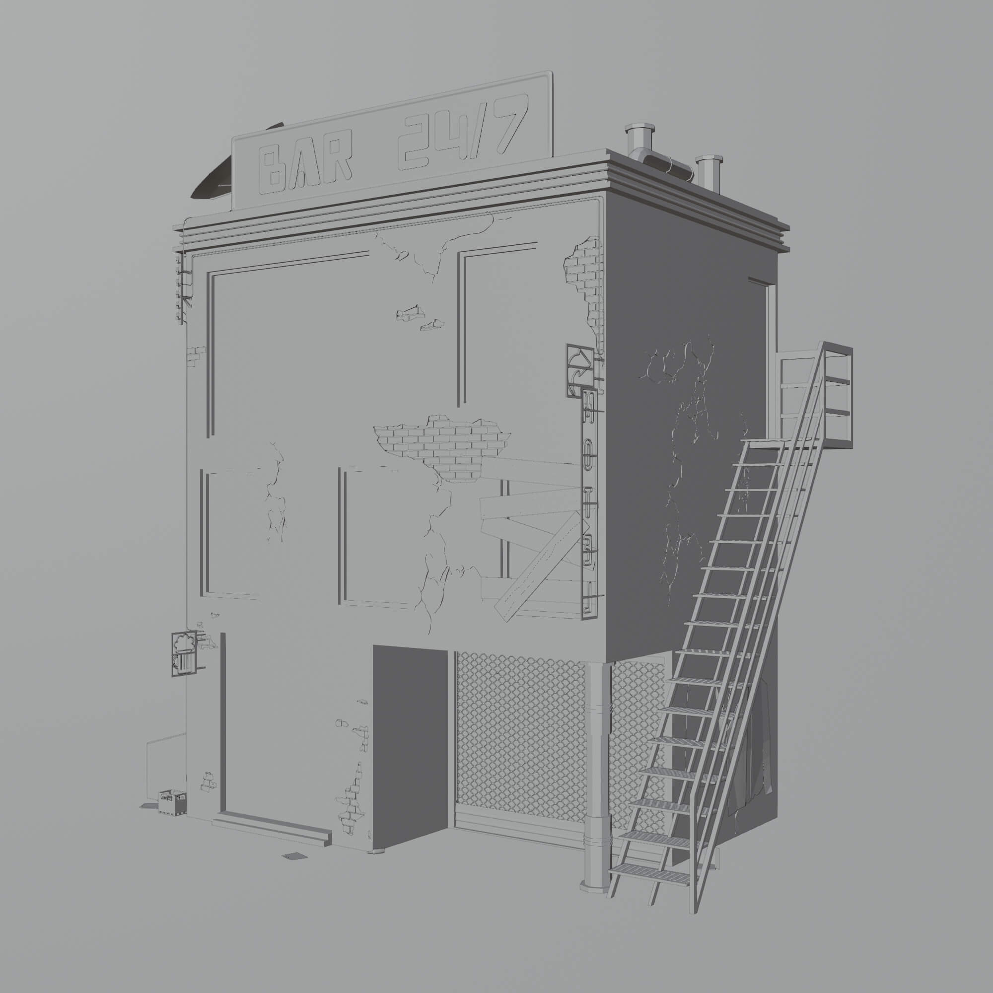 Building Cyberpunk - 3D Model by ApprenticeRaccoon