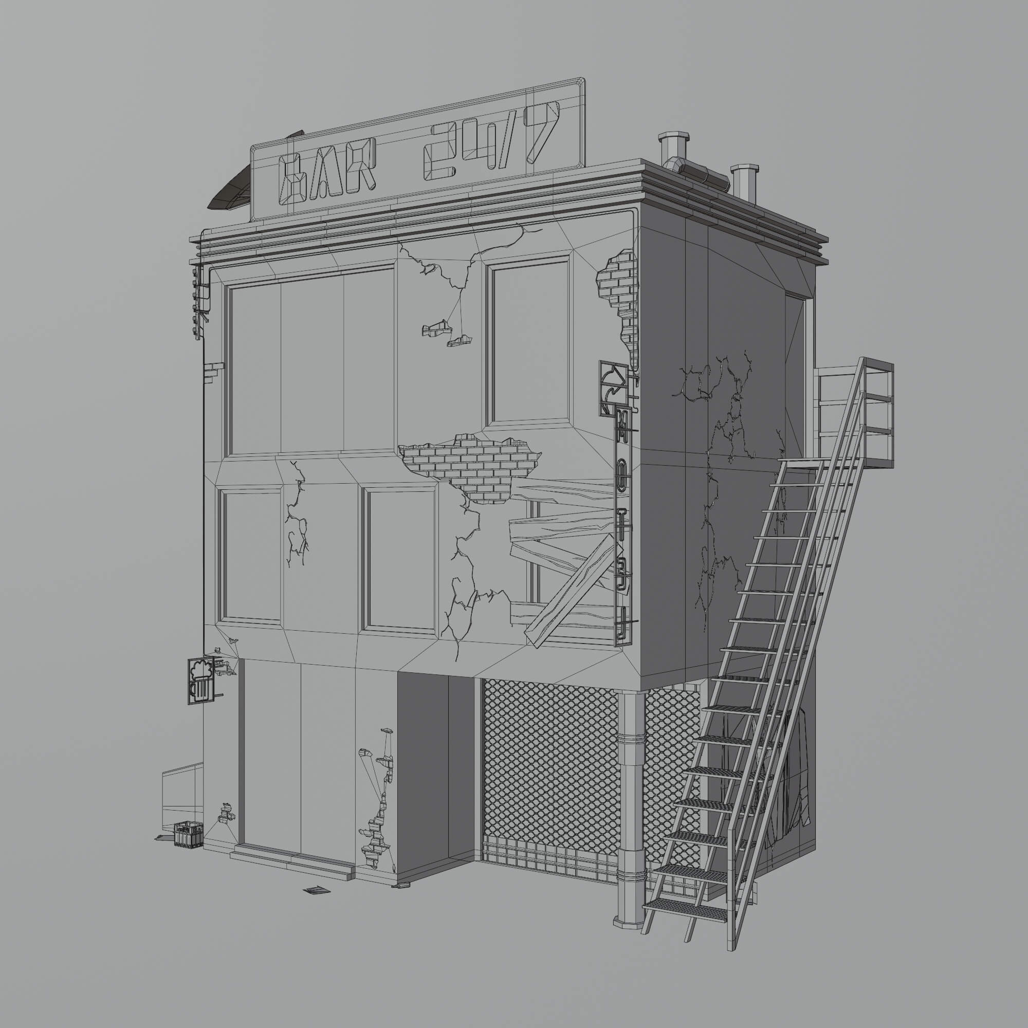 Building Cyberpunk - 3D Model by ApprenticeRaccoon