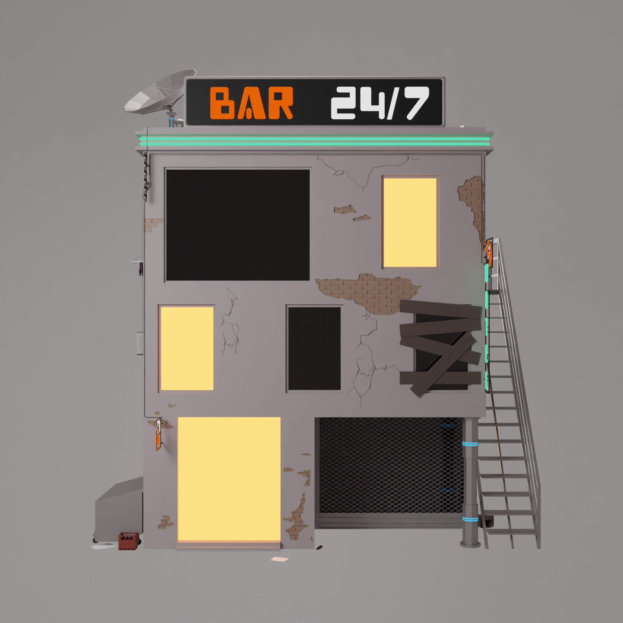 Building Cyberpunk - 3D Model by ApprenticeRaccoon