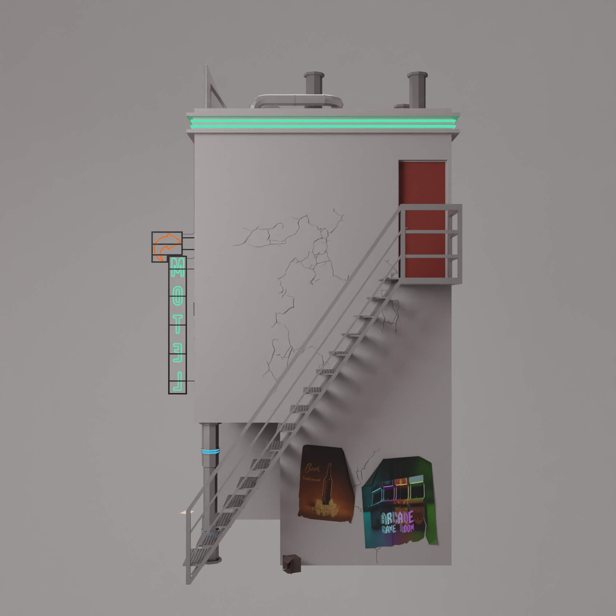 Building Cyberpunk - 3D Model by ApprenticeRaccoon