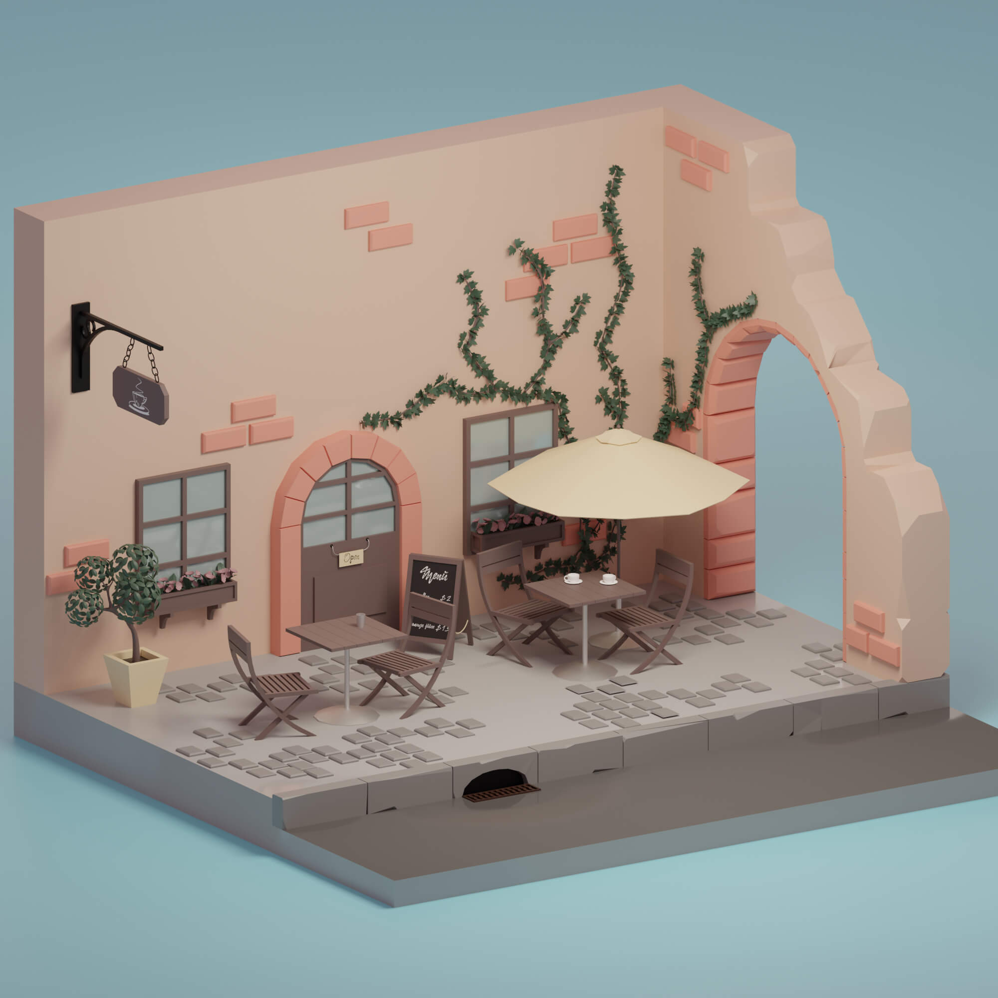 Coffee House - Cafe 3D Model by ApprenticeRaccoon